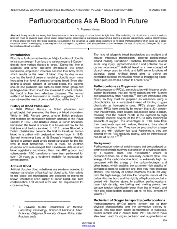 (PDF) Perfluorocarbons As A Blood In Future