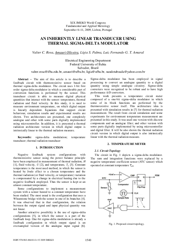 (PDF) An Inherently Linear Transducer Using Thermal Sigma-Delta Modulator