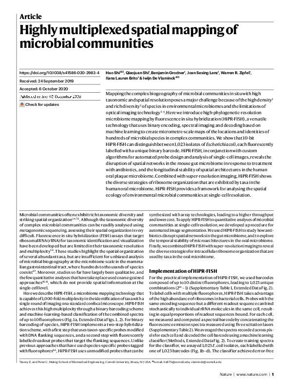 (PDF) Highly multiplexed spatial mapping of microbial communities