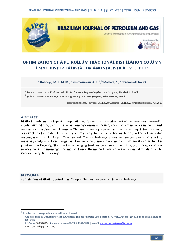 (PDF) Optimization of a Petroleum Fractional Distillation Column Using Distop Calibration and ...