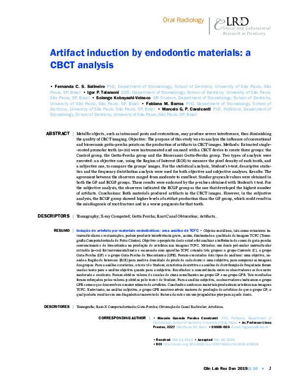(PDF) Artifact induction by endodontic materials