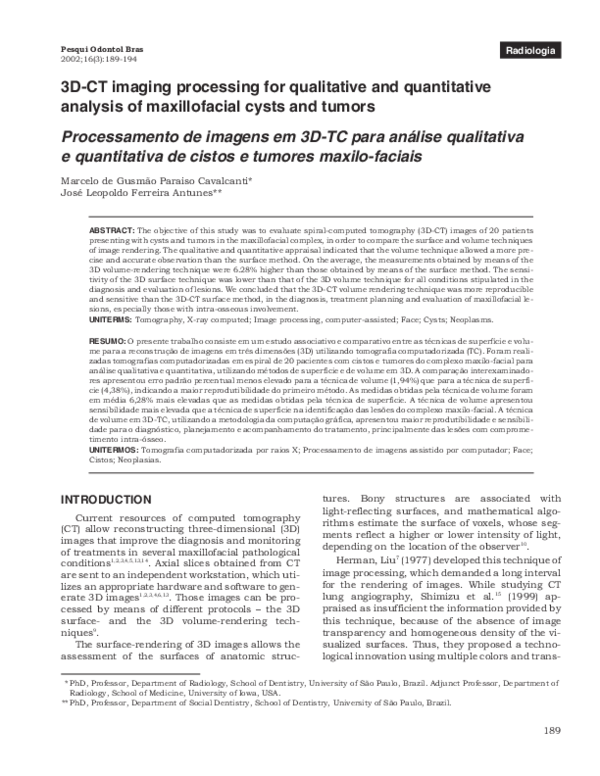 (PDF) 3D-CT imaging processing for qualitative and quantitative analysis of maxillofacial cysts ...