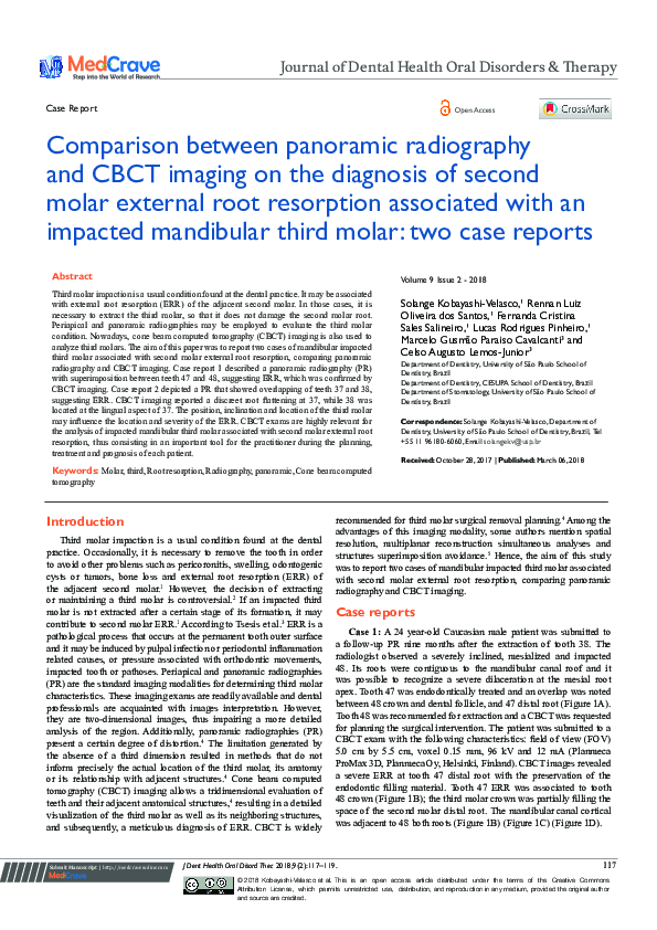Pdf Comparison Between Panoramic Radiography And Cbct Imaging On The Diagnosis Of Second Molar