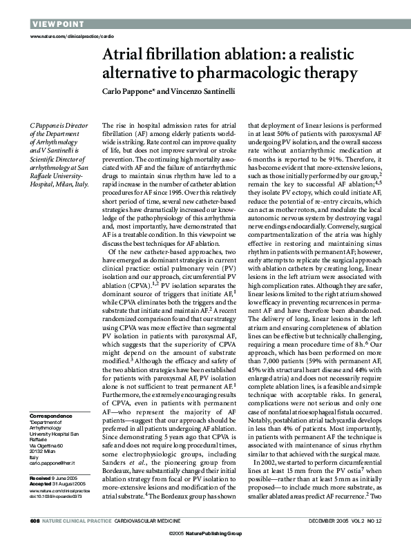 (PDF) Atrial fibrillation ablation: a realistic alternative to ...