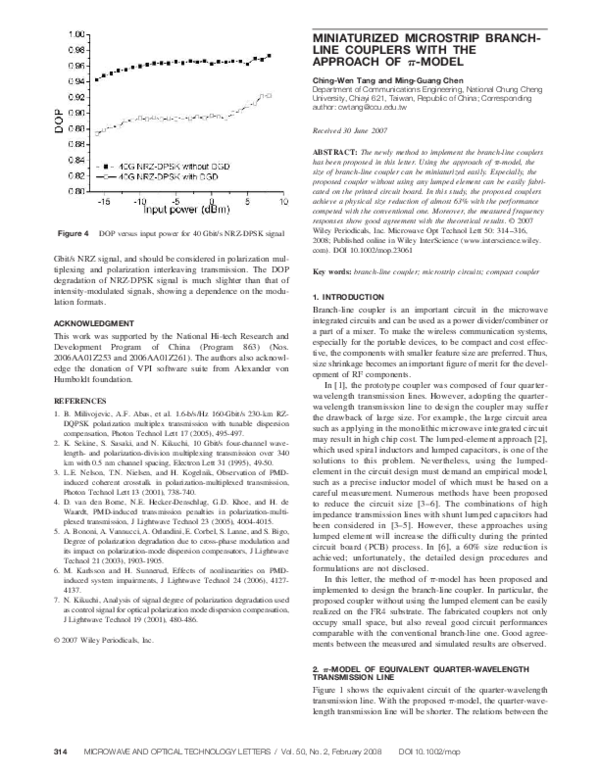 (PDF) Miniaturized microstrip branch‐line couplers with the approach of ...