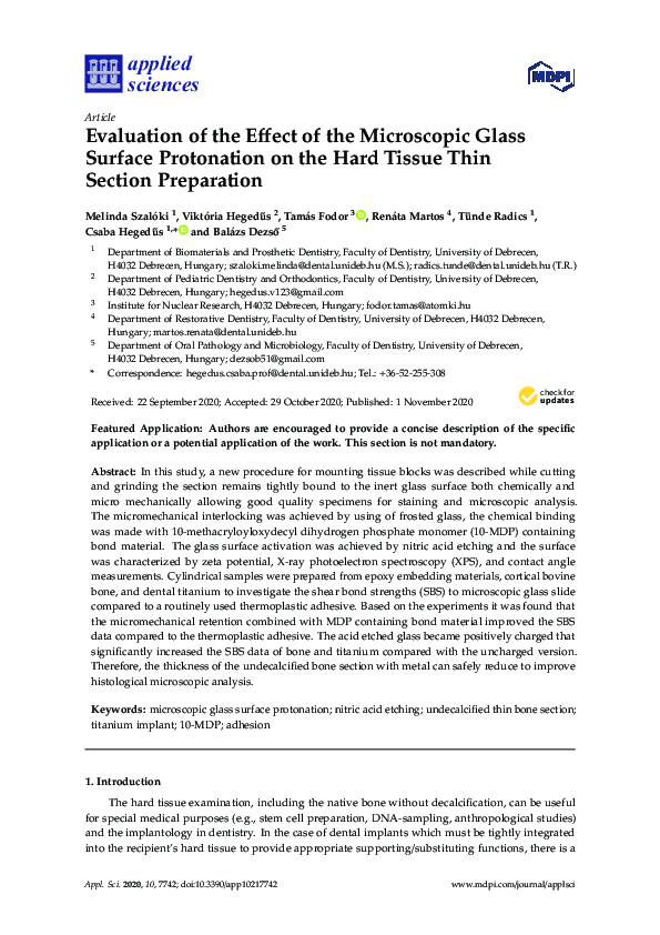 (PDF) Evaluation of the Effect of the Microscopic Glass Surface Protonation on the Hard Tissue ...