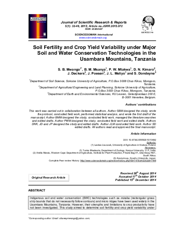 (PDF) Soil Fertility and Crop Yield Variability under Major Soil and ...