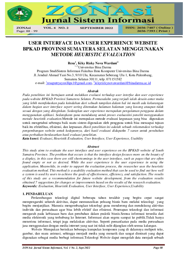 (PDF) User Interface Dan User Experience Website Bpkad Provinsi Sumatera Selatan Menggunakan ...