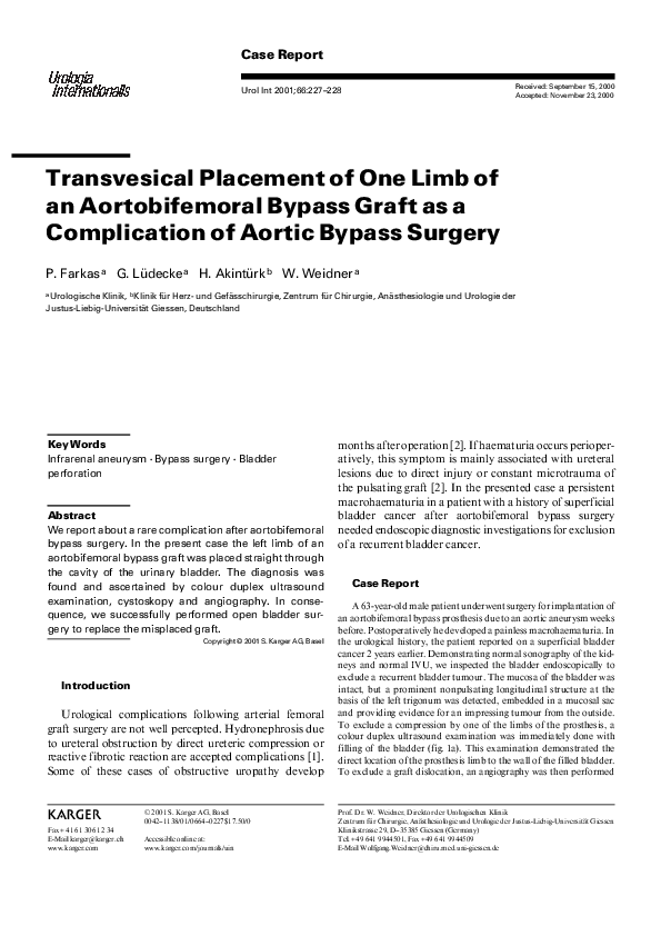 (PDF) Transvesical Placement of One Limb of an Aortobifemoral Bypass ...