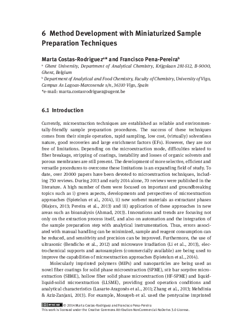 (PDF) 6 Method Development with Miniaturized Sample Preparation Techniques