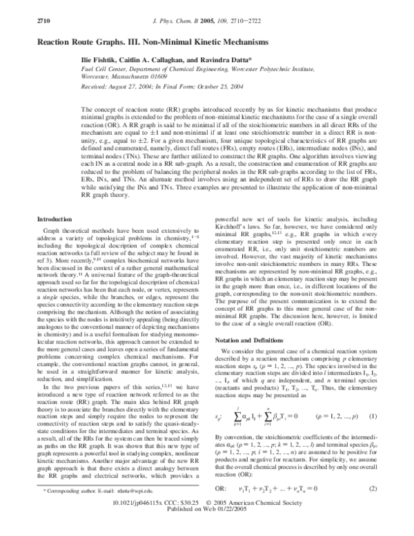(PDF) Reaction Route Graphs. III. Non-Minimal Kinetic Mechanisms
