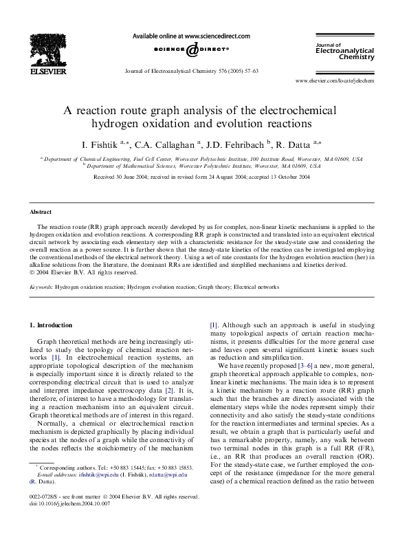 (PDF) A reaction route graph analysis of the electrochemical hydrogen ...