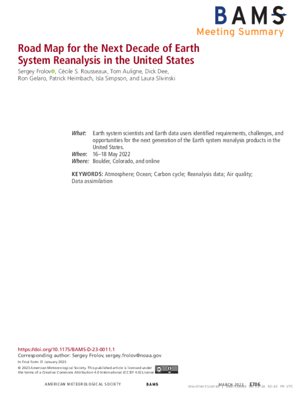 (PDF) Road Map for the Next Decade of Earth System Reanalysis in the ...
