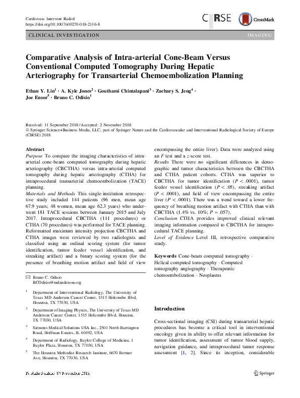 (PDF) Comparative Analysis of Intra-arterial Cone-Beam Versus ...