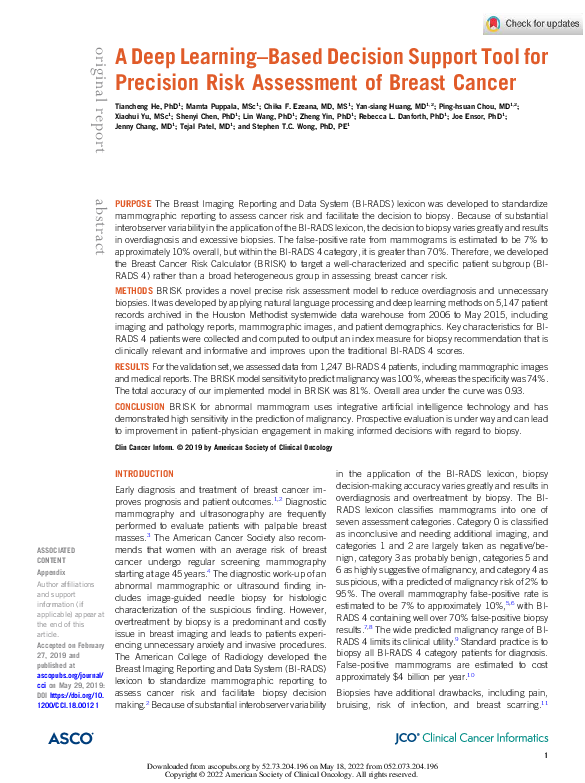 (PDF) A Deep Learning–Based Decision Support Tool for Precision Risk ...