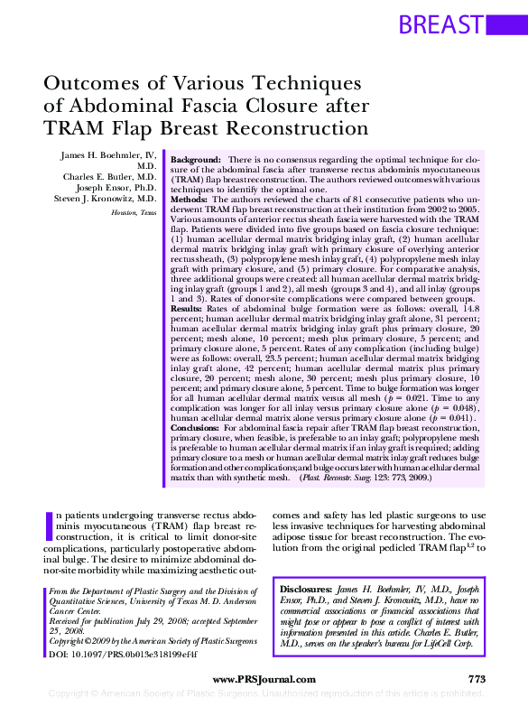 (PDF) Outcomes of Various Techniques of Abdominal Fascia Closure after ...