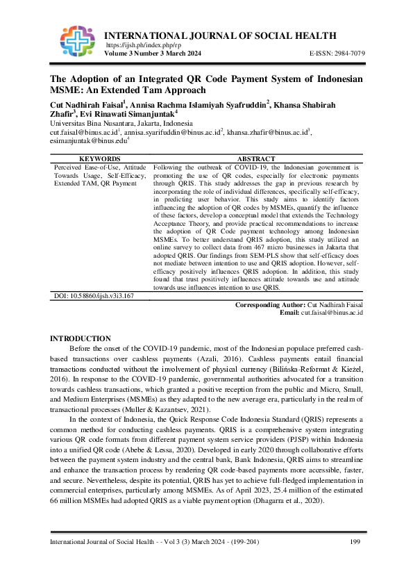 (PDF) The Adoption of an Integrated QR Code Payment System of ...