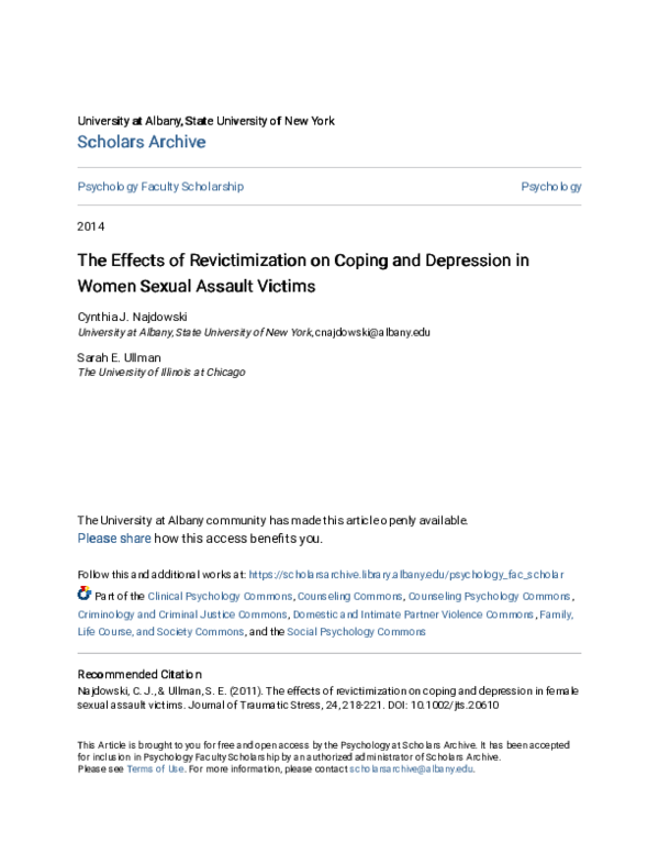 (PDF) Effects of Revictimization on Coping and Depression in Women ...