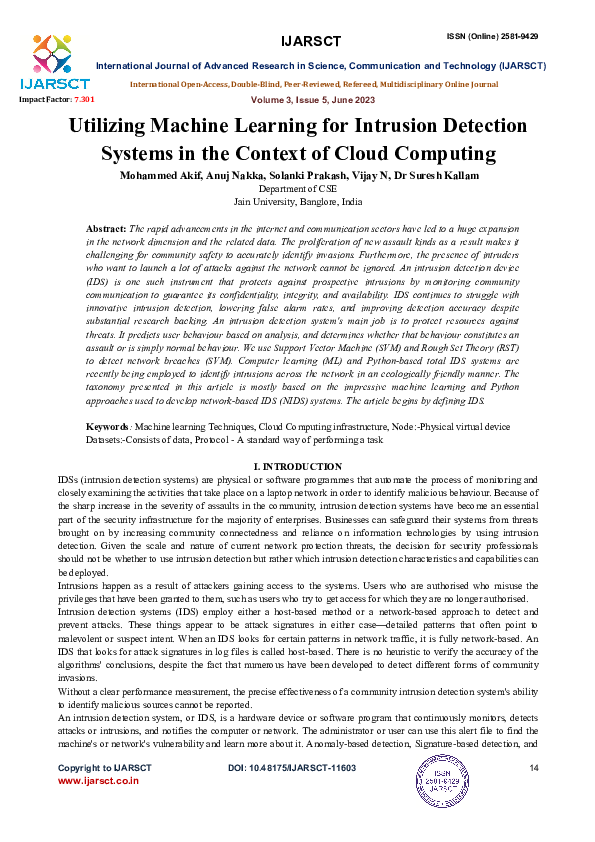 (PDF) Utilizing Machine Learning for Intrusion Detection Systems in the ...