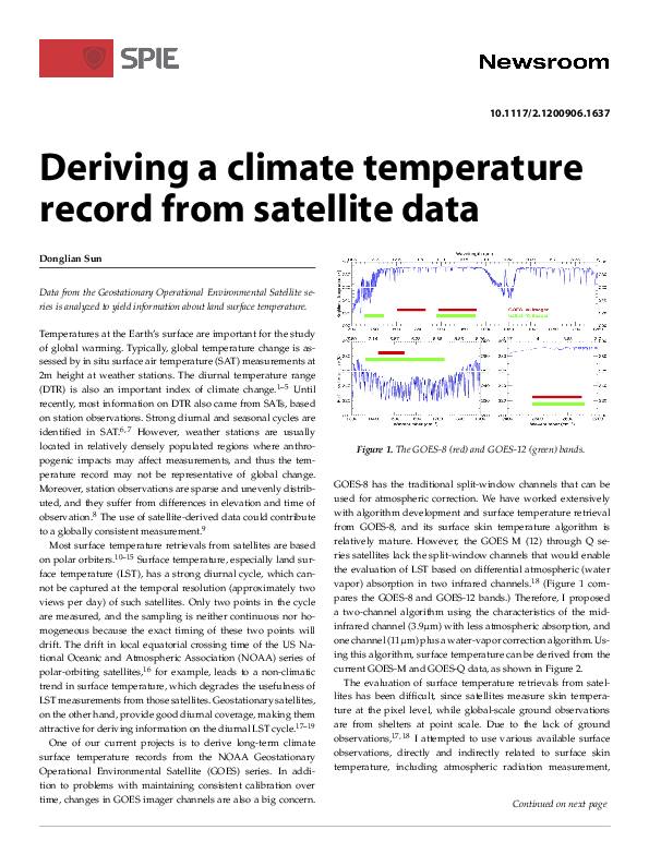 (PDF) Deriving a climate temperature record from satellite data