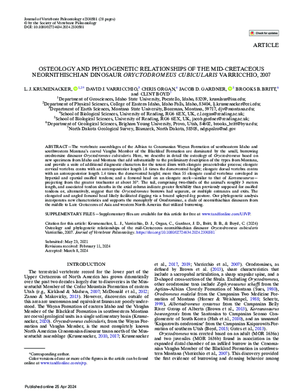 (PDF) OSTEOLOGY AND PHYLOGENETIC RELATIONSHIPS OF THE MID-CRETACEOUS ...