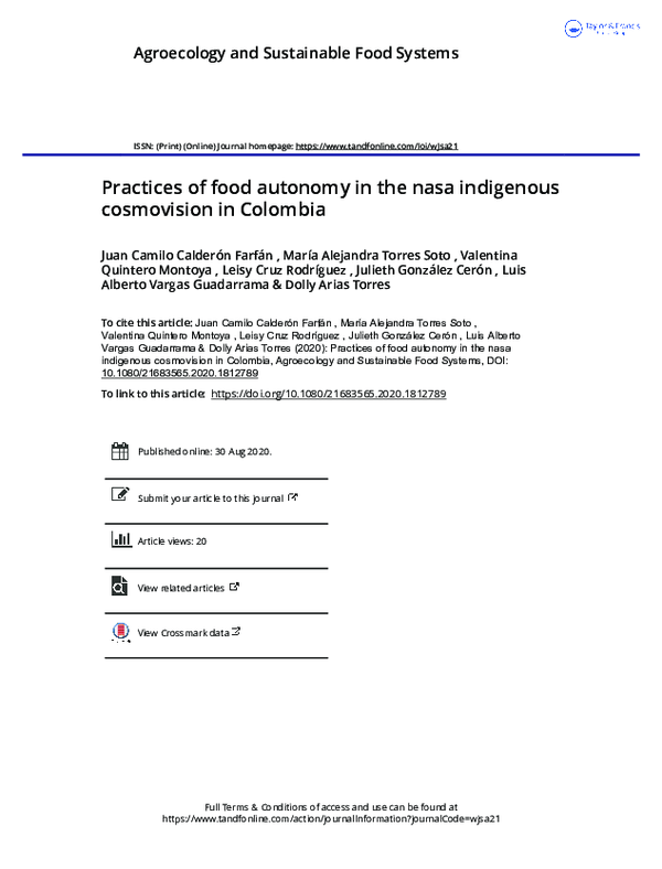 (PDF) Practices of food autonomy in the nasa indigenous cosmovision in ...