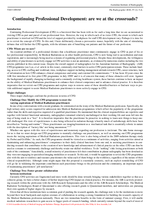 (PDF) Continuing Professional Development: are we at the crossroads?