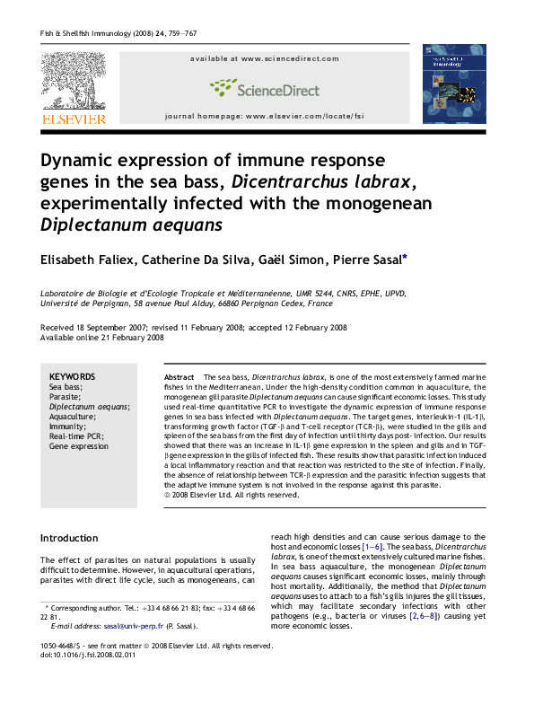(PDF) Dynamic expression of immune response genes in the sea bass ...