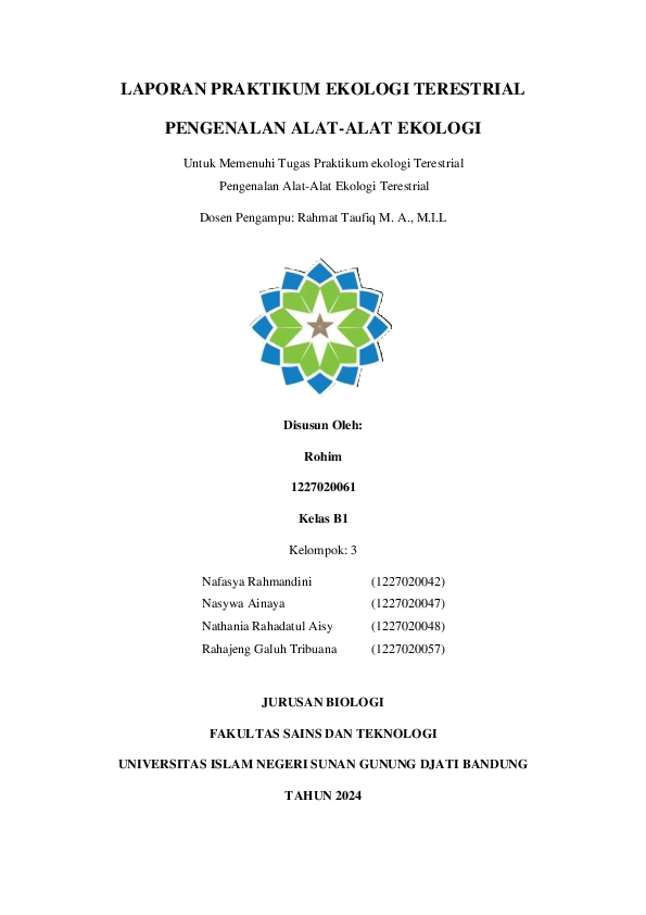 (PDF) Laporan Praktikum: Pengenalan Alat Ekologi Terestrial