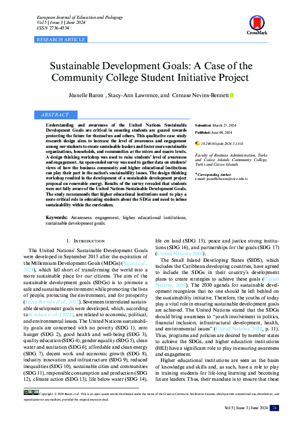 (PDF) Sustainable Development Goals: A Case of the Community College ...