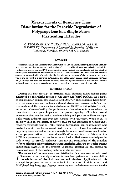 (PDF) Measurements of residence time distribution for the peroxide ...