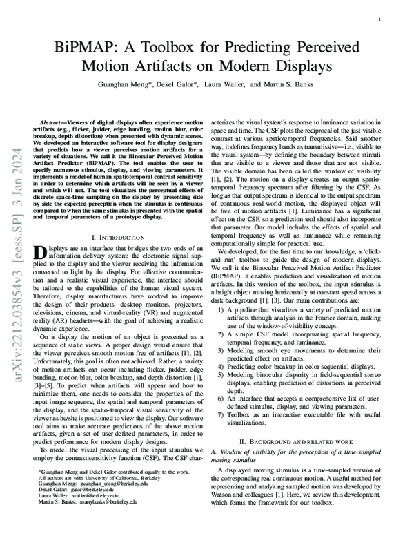 (PDF) BiPMAP: A Toolbox for Predictions of Perceived Motion Artifacts ...