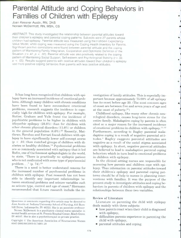 (PDF) Parental Attitude and Coping Behaviors in Families of Children ...