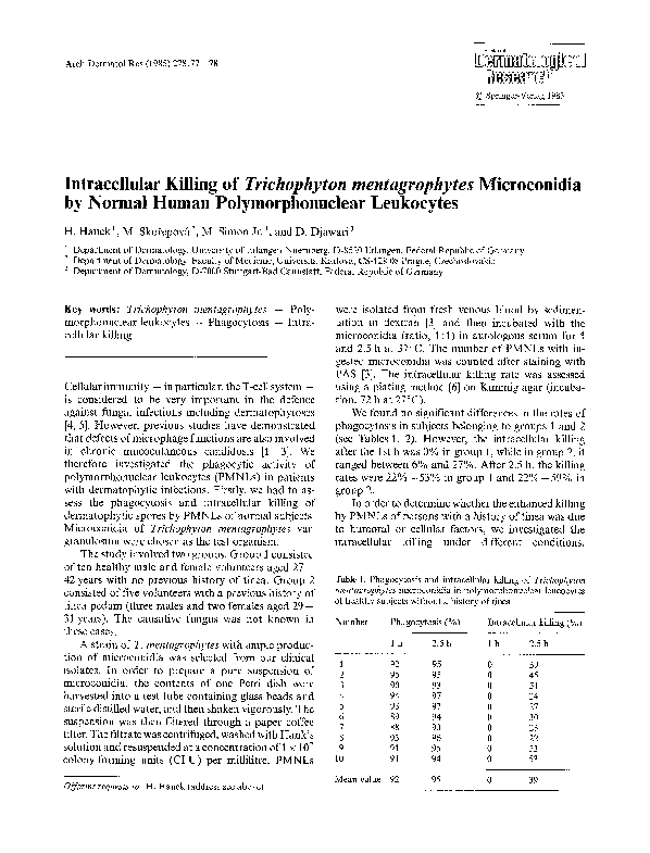(PDF) Intracellular killing of Trichophyton mentagrophytes microconidia ...