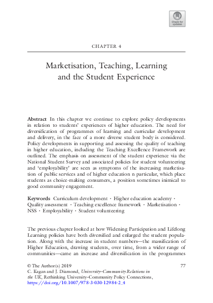 (PDF) Marketisation, Teaching, Learning and the Student Experience