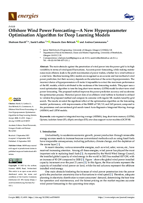 (PDF) Offshore Wind Power Forecasting—A New Hyperparameter Optimisation ...