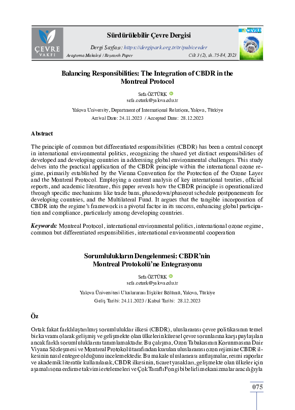 (PDF) Balancing Responsibilities: The Integration of CBDR in the ...