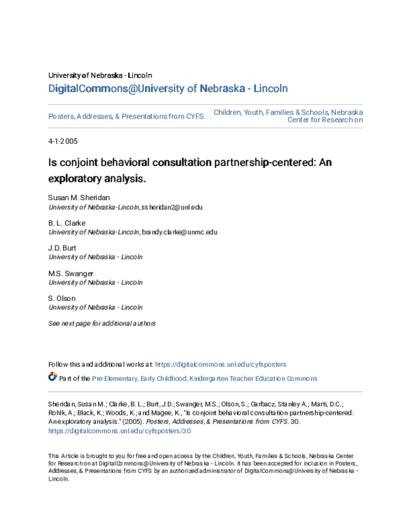 (PDF) Is conjoint behavioral consultation partnership- centered: An ...