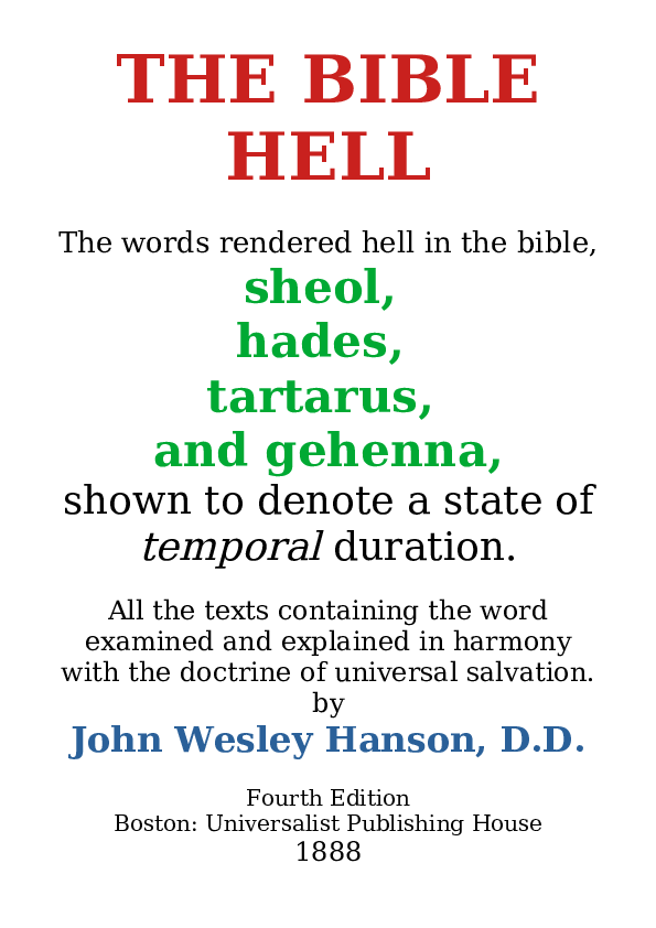 (PDF) John Wesley Hanson - The Bible Hell - A study of the four words ...