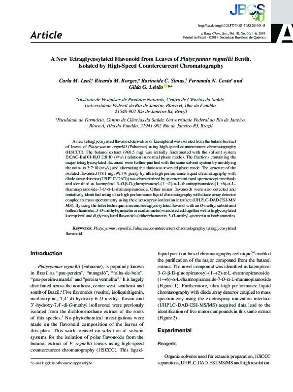 (PDF) A New Tetraglycosylated Flavonoid from Leaves of Platycyamus ...