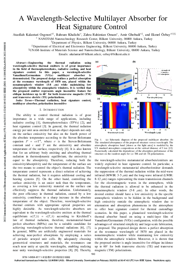 (PDF) A Wavelength-Selective Multilayer Absorber for Heat Signature Control