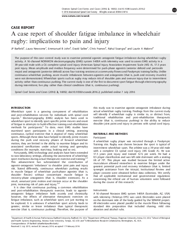 (PDF) A case report of shoulder fatigue imbalance in wheelchair rugby ...