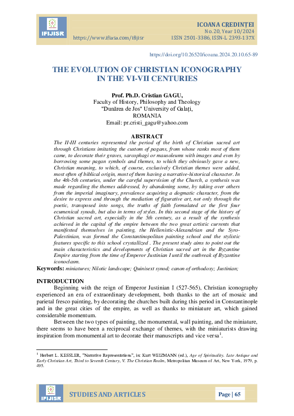 (PDF) THE EVOLUTION OF CHRISTIAN ICONOGRAPHY IN THE VI-VII CENTURIES
