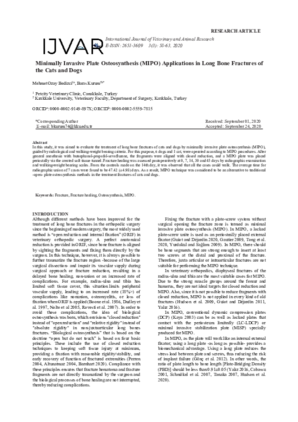 (PDF) Minimally Invasive Plate Osteosynthesis (MIPO) Applications in ...