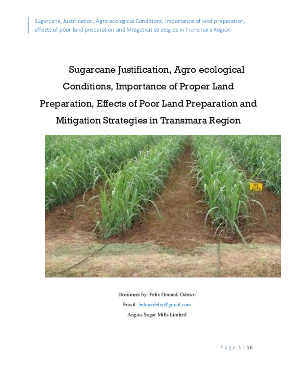 (PDF) Sugarcane Justification, Agro ecological Conditions, Importance ...