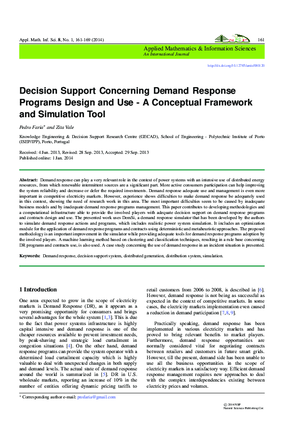 (PDF) Decision Support Concerning Demand Response Programs Design and Use - A Conceptual ...