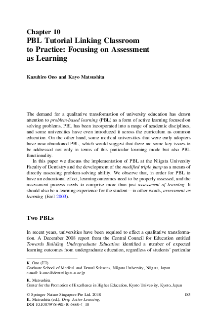 (PDF) PBL Tutorial Linking Classroom to Practice: Focusing on ...