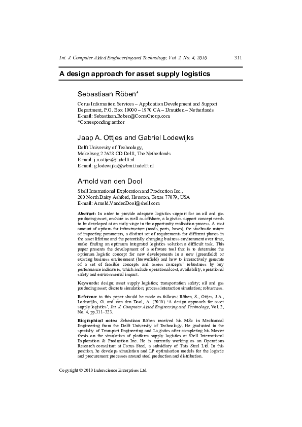 (PDF) A design approach for asset supply logistics