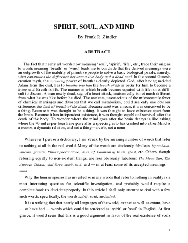 (PDF) SPIRIT, SOUL, AND MIND
