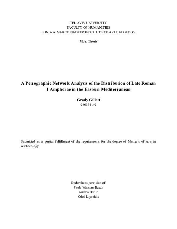 (PDF) A Petrographic Network Analysis of the Distribution of Late Roman 1 Amphorae in the ...